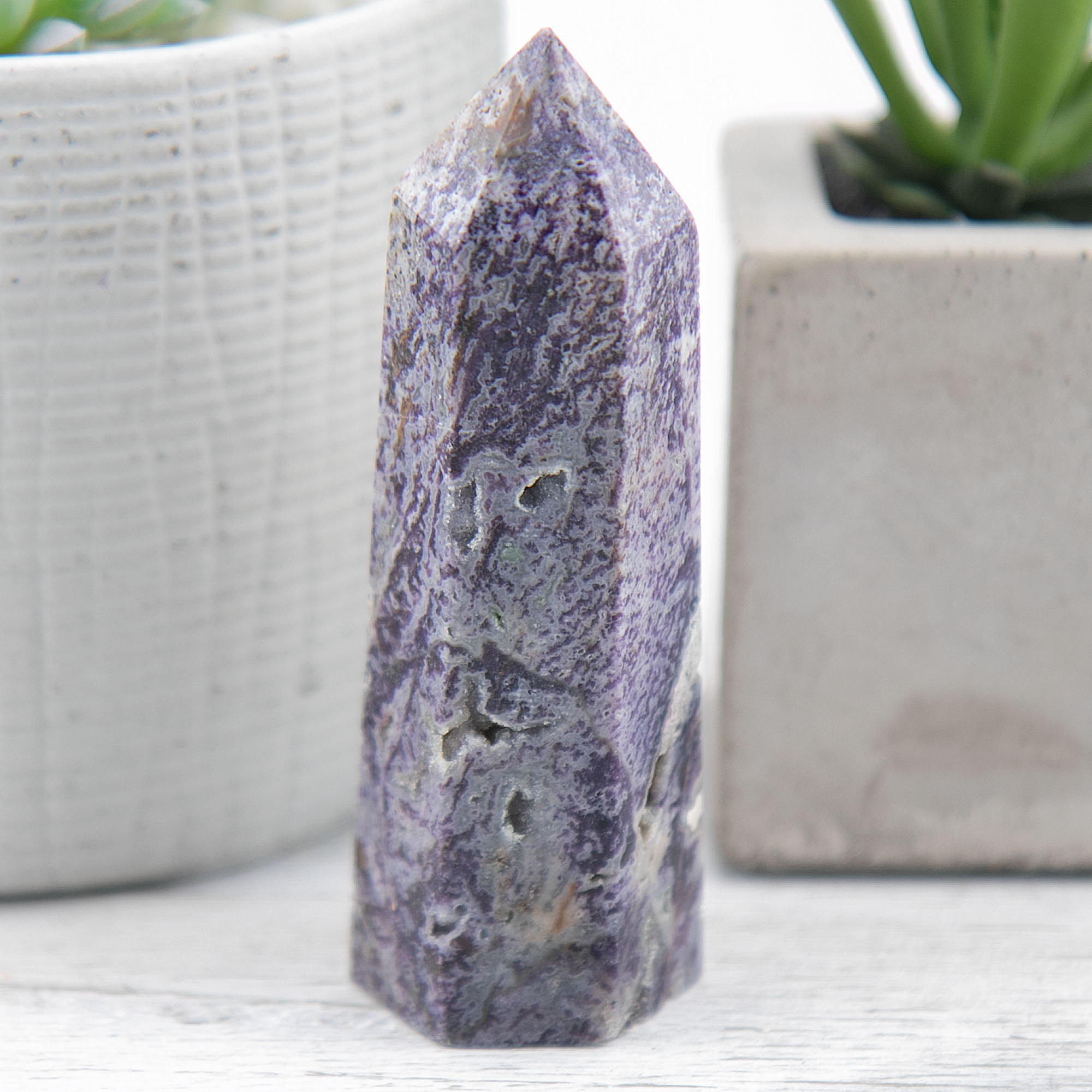Purple Sphalerite Point Tower 100g 1x3.3in - Divine Schorl Crystals ...